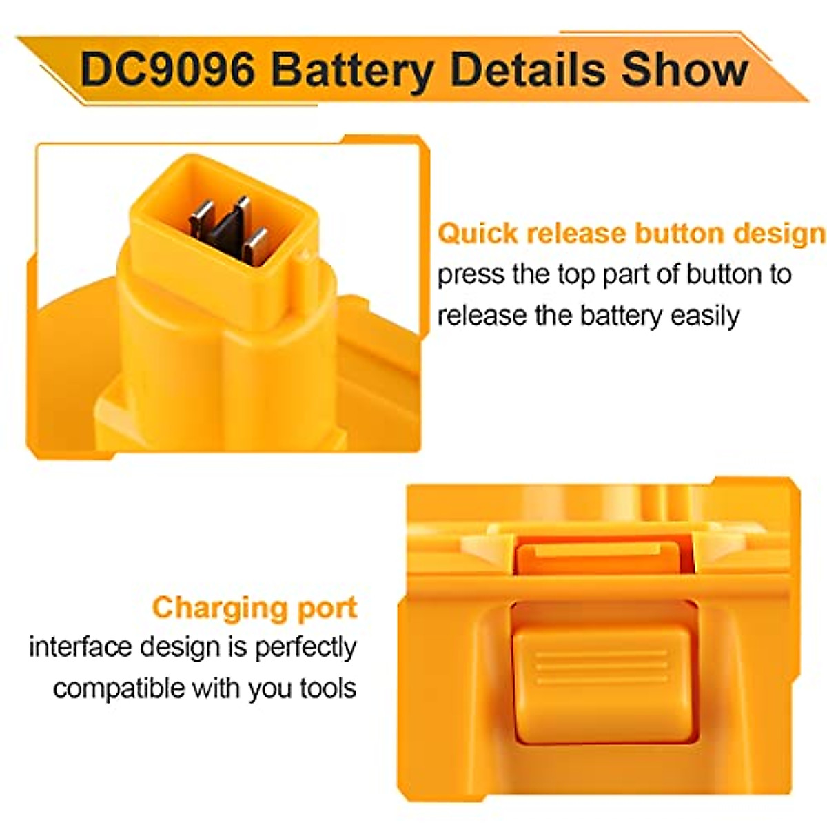 DASNITE 2Pack 4.6Ah DC9096 Ni-MH Compatible with Dewalt 18V Battery XRP DC9099 DC9098 DW9099 DW9098 Cordless Power Tools