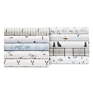 Eddie Bauer - Queen Sheets, Cotton Percale Bedding Set, Crisp & Cool Home Decor (Kayaks, Queen)