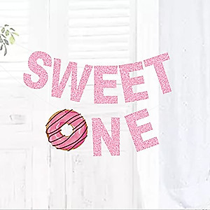 Morndew 2 Set Rose Gold Glitter Sweet One/1st Colourful Banner for Kids First Birthday Party Baby Shower Gender Reveal Party Bunting Decoration