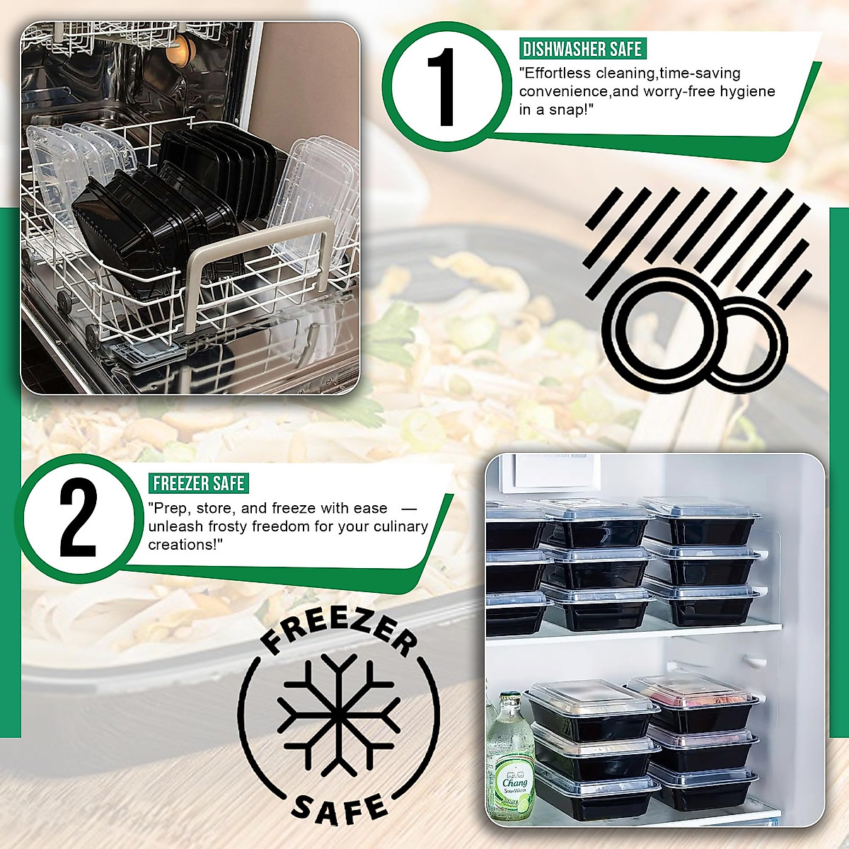 Fonteme 38 oz Meal Prep Container with Lids – 10 Pack | Disposable Food Storage Containers | BPA-Free, Microwave, Freezer Safe Rectangular Containers