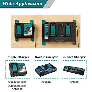 2 Pack Makita Charger Holder, Charger Mount for Makita DC18RC DC18RD DC18RA DC18RF DC18SC DCB18SD DC18SF Chargers(Single & Double & 4-Port Charger)