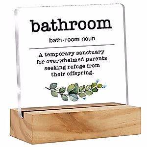 Bathroom Definition Desk Decor Acrylic Desk Sign Bathroom Restroom Toilet Acrylic Plaque Home Office Desk Shelf Decoration 4.7"x4.7"