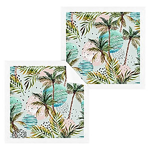 ALAZA Wash Cloth Set Tropical Palm Tree - Pack of 6 , Cotton Face Cloths, Highly Absorbent and Soft Feel Fingertip Towels(226cr8jk)
