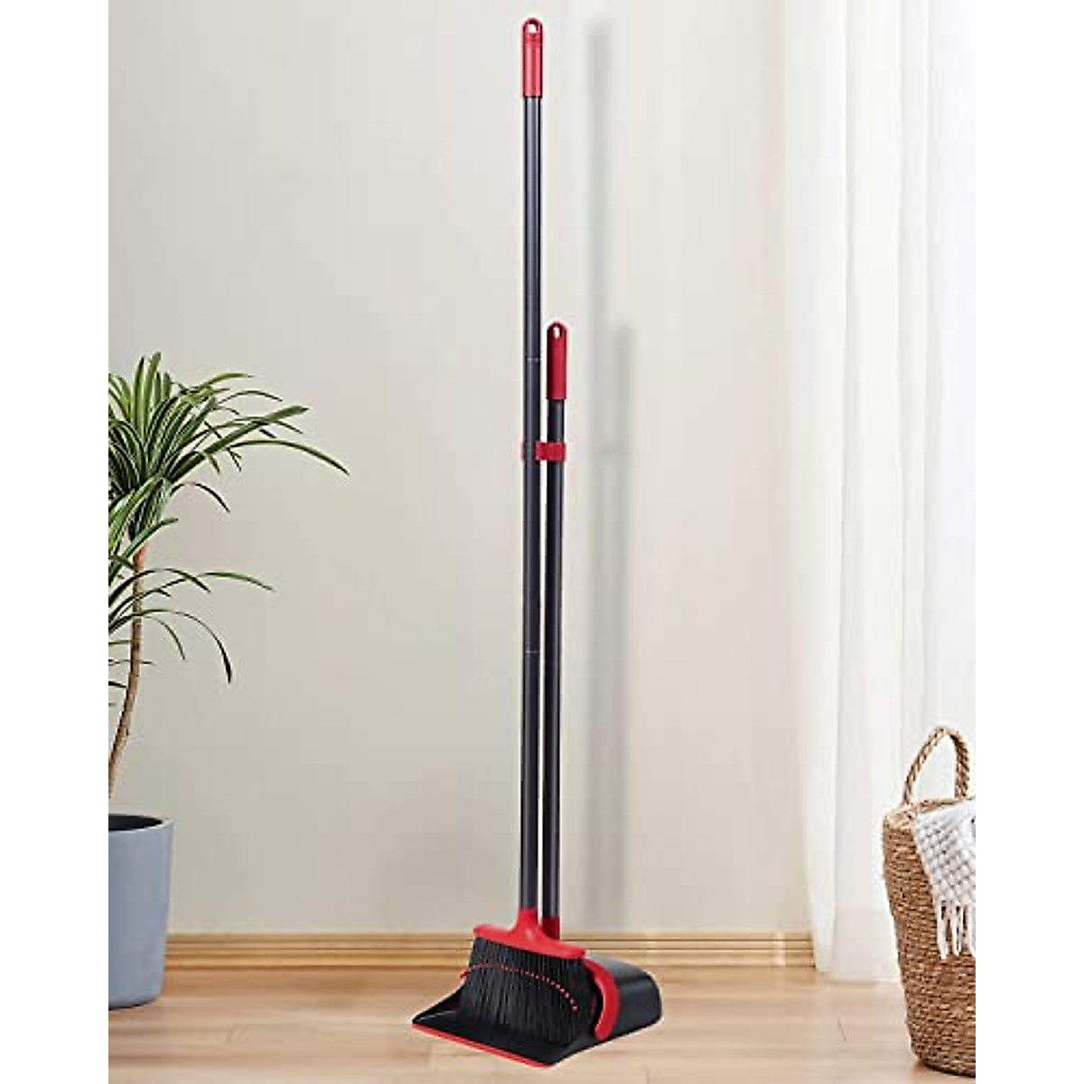 Broom and Dustpan Set, Broom and Dustpan, Broom and Dustpan Set for Home, Upgrade 52" Long Handle Broom with Stand Up Dustpan Combo Set for Office Home Kitchen Lobby Floor Use, Dust pan and Broom Set