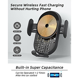 Wireless Car Charger Smart Wireless Auto-Sensor Car Phone Holder Charger, Car Phone Holder Mount Wireless Fast Charging for iPhone 14/14 Pro/13/13 Pro/12/12 Pro/11/11Pro,Samsung S22/S21/S20(Black)