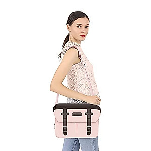 MOSISO Camera Case Crossbody Shoulder Messenger Bag, DSLR/SLR/Mirrorless Photography Vintage PU Leather Flap Gadget Bag with Rain Cover Compatible with Canon/Nikon/Sony Camera and Lens, Pink