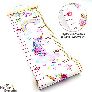 HomeEvolution Kids Growth Chart Height Measuring Chart, Classical Canvas Wall Hanging Rulers for Baby Children Girls Bedroom Decor (Unicorn)