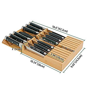 Utoplike 4 Pack Large Bamboo Kitchen Drawer Dividers and Bamboo Kitchen 12 Knife Drawer Organizer