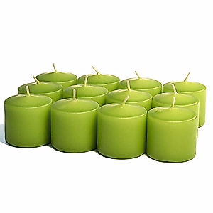 Unscented No Fragrance Lime Green Votive Candles for Wedding/Dinner, Holiday Event, Home Decoration, 10 Hour, 1.5 in. Diameter x 1.25 in. Tall, 12 per Box