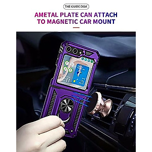 ZOEII Flip 5 Case for Galaxy Z Flip 5 Phone Case with Kickstand Military-Grade Protection, Shockproof Phone Case for Samsung Galaxy Z Flip 5 Case- Purple