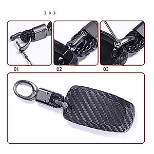 Royalfox(TM) 3 4 5 Buttons TPU Smart keyless Remote Key Fob case Cover for 2017 2018 2019 2020 Ford Mustang Explorer Edge Fusion Mondeo F150 F250 F350 F450 F550 (Black Carbon Fiber Texture)