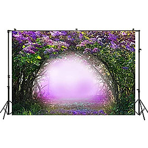 AOSTO 7x5ft Fairytale Wonderland Magical Forest Backdrop for Girl Baby Shower Birthday Party Decorations Enchanted Garden Theme Photo Background Spring Purple Flowers Backdrop photo studio prop w-2269