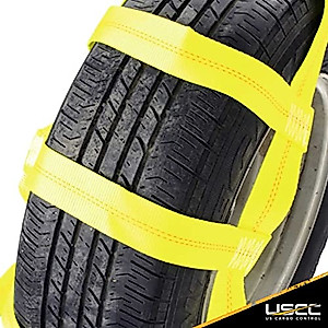 US Cargo Control Tow Dolly Basket Strap, Yellow Car Dolly Strap with Flat Hook End Fittings, Great for Tow Dolly Car Hauling, Fits Most 14-17 Inch Wheels, 3,333 Pound Working Load Limit