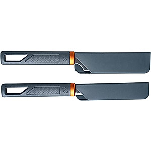 Blackstone 5433 Knife Roll Kit 1 Silicone Prep Mat, Integrated Salt and Pepper Shaker, 1 Large Prep Knife, 1 Small Prep Knife, 1 Containment Tube, Stainless Steel, Chef Travel Roll Bag/Case Orange