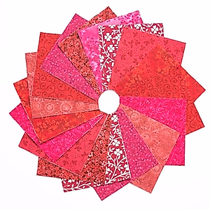 18 Pcs Fabric Strips Cute, Beautiful 100% Cotton Fabric Quilting Strips, Width 44 inch Length 2.5 inch, Gift It's All Red Jelly Roll pre-Cut, DIY Blanket