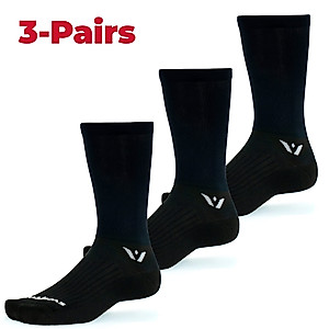 Swiftwick- ASPIRE SEVEN (3 Pairs) Cycling Socks, Firm Compression Fit, Tall Crew (Black, Medium)
