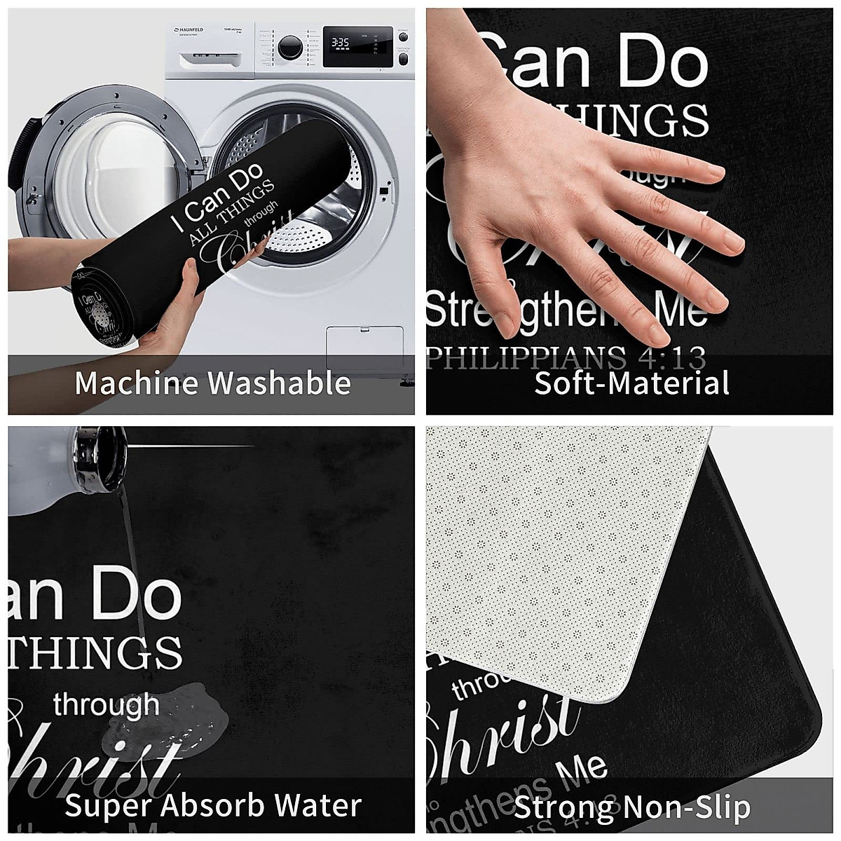 Door Mat Front Philippians 4 13 Anti-Skid Absorbent Front and Rear Door Mats 16x24 inche