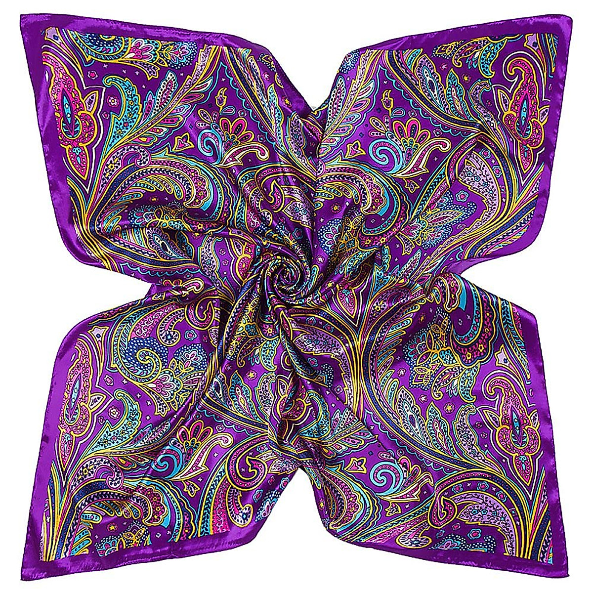 YOUR SMILE Polyester Scarf Women’s Fashion Pattern Large Square Satin Headscarf Headdress 35''x35'' (Style 506)