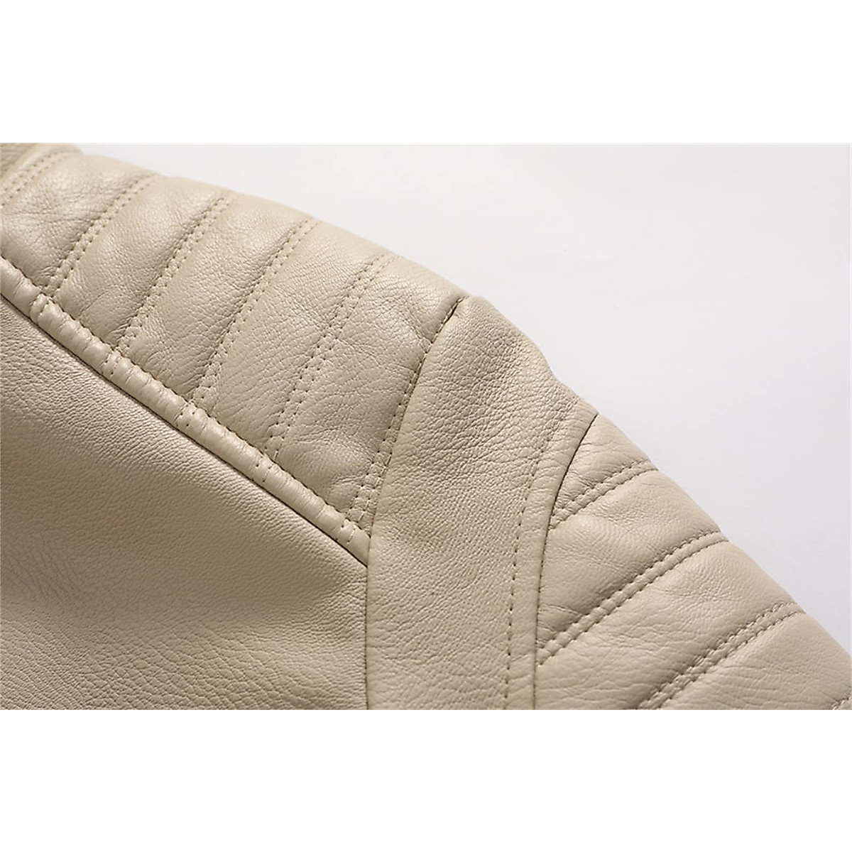 Maiyifu-GJ Men's Faux Leather Hooded Jacket Vintage PU Moto Windproof Hoodie Coat Winter Warm Fleece Lined Motorcycle Jacket (White,4X-Large)