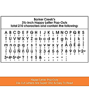BARKER CREEK Letter Pop-Outs, 3.25" Happy, Multicolor Designer Letters for Bulletin Boards, Breakrooms, Reception Areas, Signs, Displays, And More! 3.25" 210 Characters per Set (1721)
