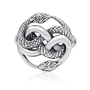 925 Sterling Silver Ouroboros Uroboros Serpent Snake Infinity Eating Tail Ring (8)