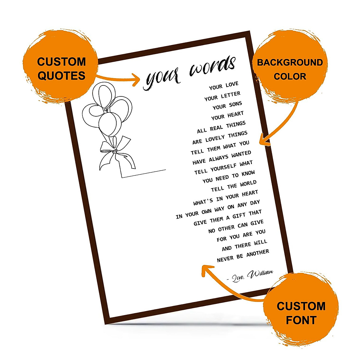 Custom Canvas Quotes, Custom Quote Print Line Art Text Poster Framed Wall Art Personalized Quote Print Custom Poem Print Calligraphy Canvas Sign Frame Letter Gift On Birthday, Anniversary Day