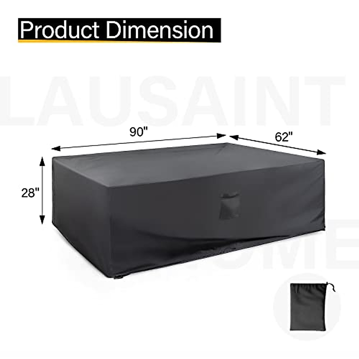 LAUSAINT HOME Patio Furniture Covers, Outdoor Furniture Set Cover Waterproof, Rectangular Outside Table and Chairs Cover, UV Resistant Anti-Fading with Storage Bag Included, 90 X 62 inch
