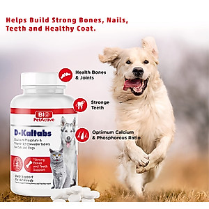 D-Kaltabs Phosphorus, Calcium Vitamin D3 Supplement for Dogs & Cats, Prenatal Pet Vitamins, Daily Pet-Tabs, Strong Nail, Teeth Support, 84 Chewable Tablets