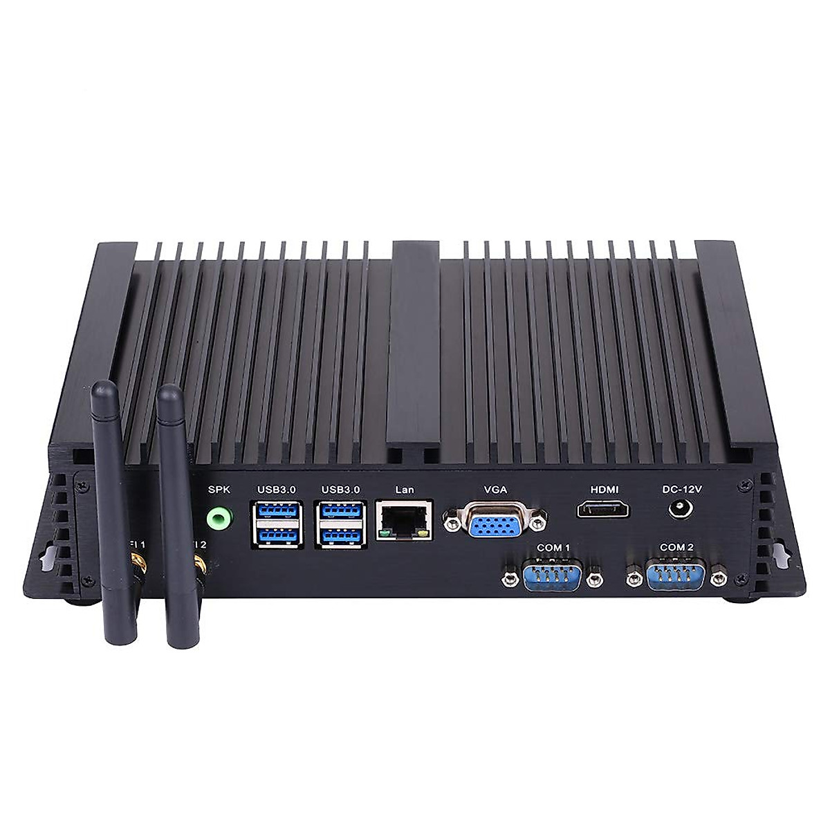 HUNSN Fanless Industrial PC, Mini Computer, I5 4200U 4250U 4258U 4278U, Windows 11 or Linux Ubuntu, IM03, VGA, HDMI, LAN, 2 x COM RS232, 2 x USB2.0, 4 x USB3.0, 16G RAM, 256G SSD