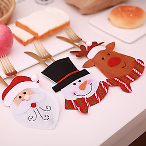 Christmas Dinner Table Decorations Christmas Silverware Holder Pockets Santa Claus Elk Snowman Forks Bags Cutlery Holders Pockets Christmas Party Dinner Table Decorations