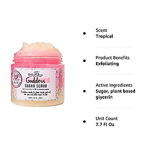 Bella and Bear Goddess Sugar Scrub, No Parabens, New Fragrance, Cruelty-Free, Vegan-Friendly Exfoliating, 6.7oz