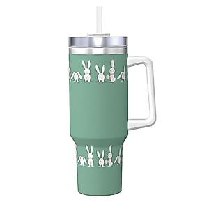 HULIBIN Easter Bunny Print Double Deck Stainless Steel Travel Coffee Cup With Lid 40 Oz Ice Bully Cup