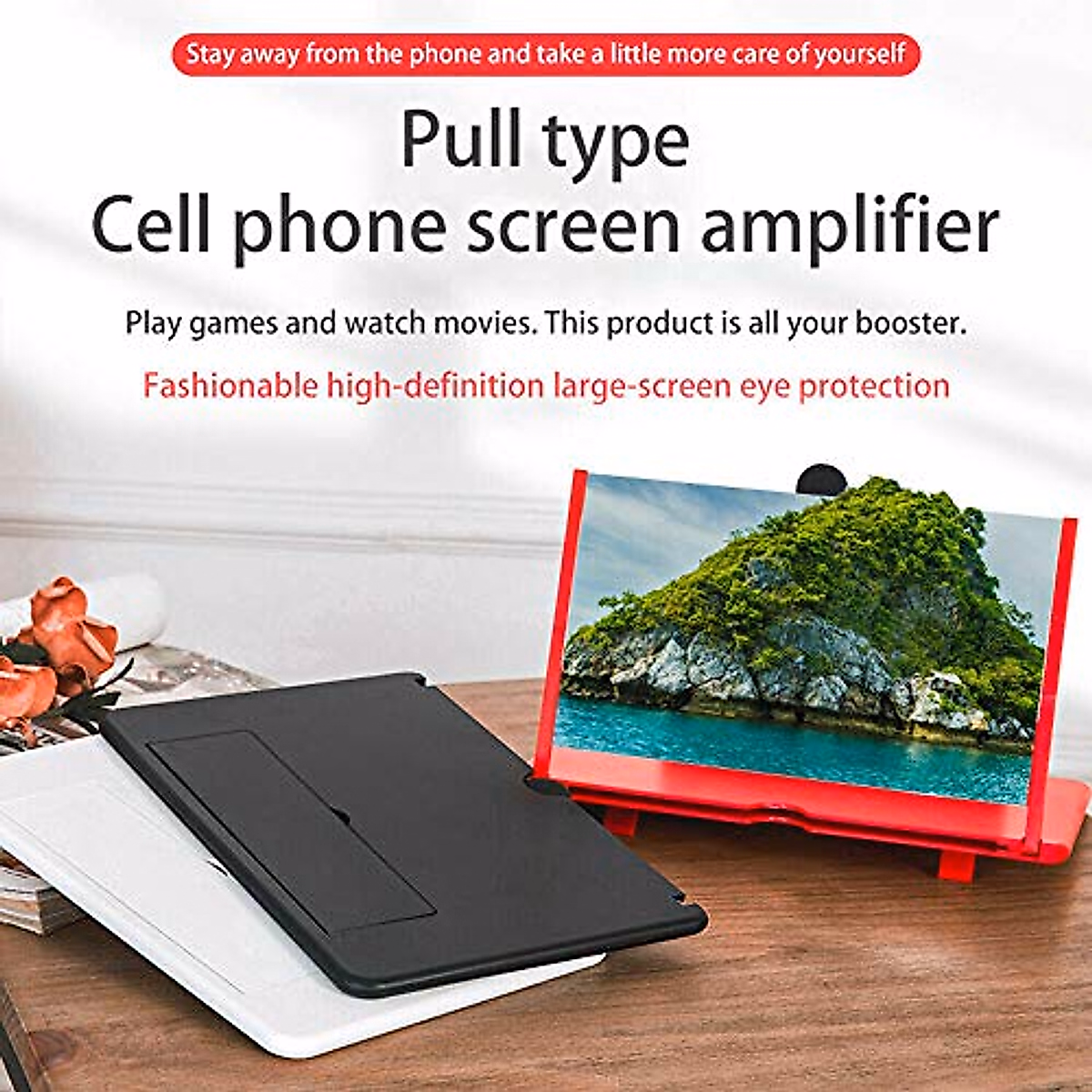Screen Magnifier 2021 Newest Version, for Movies, Videos, Gaming, Compatible with Most Phones (Black)