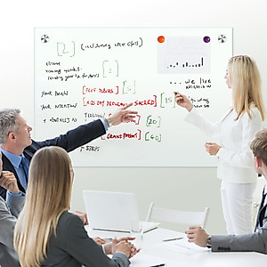 H-Qprobd Dry Erase White Board 48"x36" Glass Magnetic Whiteboard for Wall, Includes 12 Magnets, 8 Markers and 2 Erasers