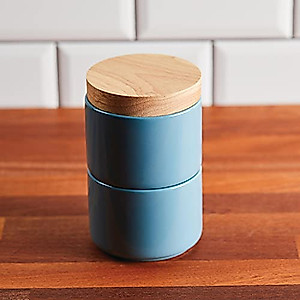Rachael Ray Ceramics Stacking Spice/Seasoning Box Set with Lid, 2 Piece, Agave Blue