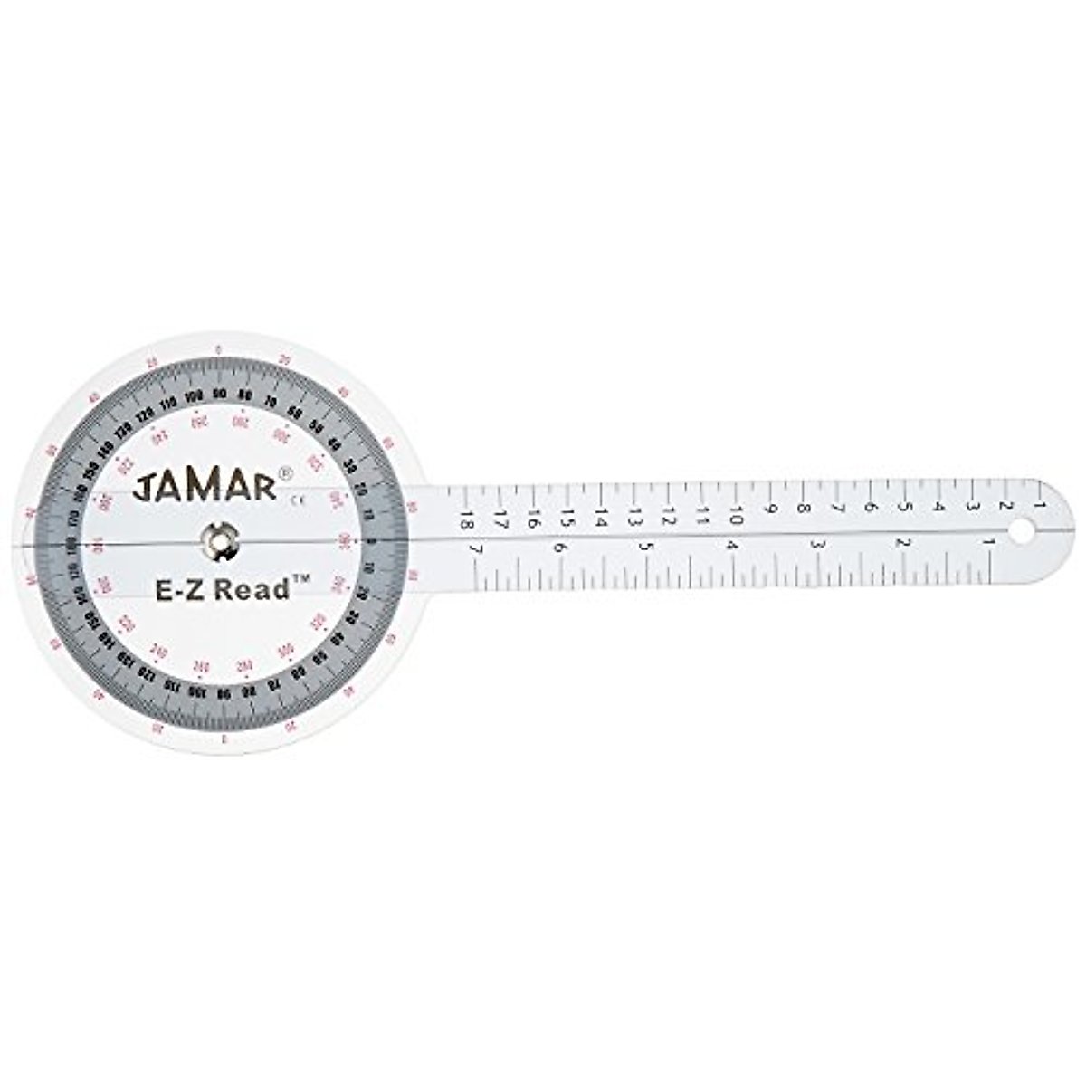 Jamar EZ Read 12.5" (32cm) Goniometer, Easy to Read Manual Range of Motion Measure Tool, Accurate Angle Measuring Device, Transparent Protractor Instrument, Inch & Centimeter Linear Measurement
