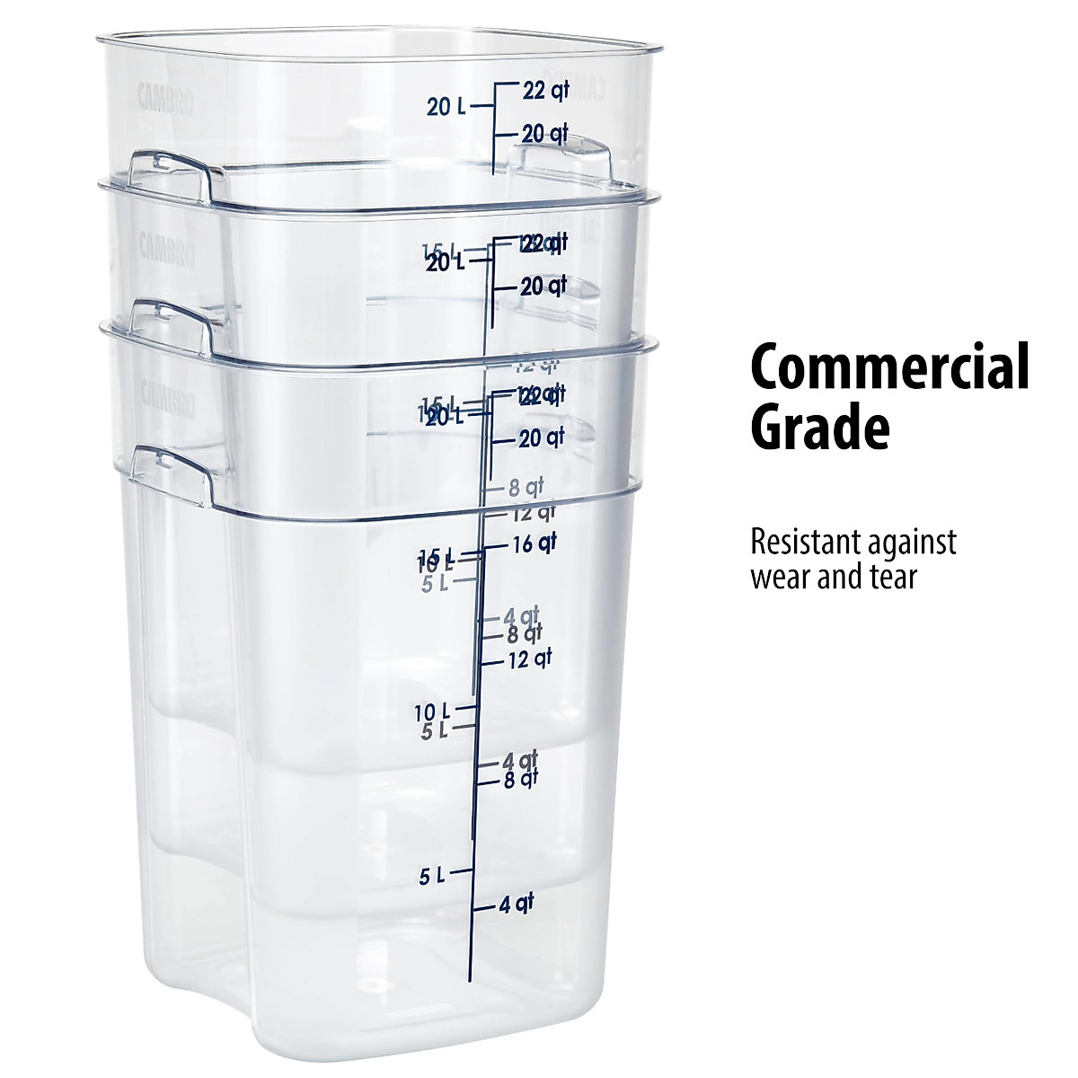 Cambro FreshPro 22Qt Food Storage Container in Clear for Industrial and Kitchen Use, Pantry Organization and Ingredient Freshness