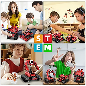 Suplanet STEM Robot Toys for Kids Ages 8-14, 5-in-1 Remote Control and APP Programmable Robot Toys - 495 Pcs DIY Building Science Educational Kit, Building Block Birthday Gift for Teen Boys Girls