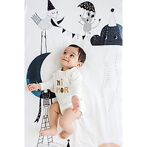 Rookie Humans 100% Cotton Sateen Fitted Crib Sheet: The Moon’s Birthday. Modern Nursery, Use as a Photo Background for Your Baby Pictures. Standard Crib Size (52 x 28 inches) (Standard Cotton Sateen)