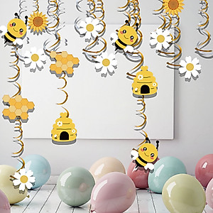 40pcs Honey Bee Hanging Swirl Decorations Bee Theme Party Supplies Ceiling Streamers for Birthday, Baby Shower, Gender Reveal Party Decorations