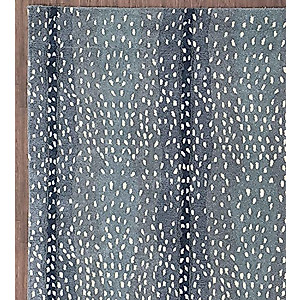 Wallard Antelope Cheetah Blue,Neutral,Grey,Mink Animal Contemporary Handmade 100% Woolen Area Rugs & Carpets (Blue, 2.6x8)