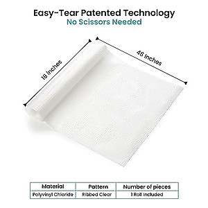Con-Tact Brand Non-Adhesive Zip-N-Fit Drawer Liner, Solid Grip And Non-Slip Shelf Liner, Suitable To Use In Home, Office, Garage, And More, 18" x 4', Ribbed Clear, Pack of 1