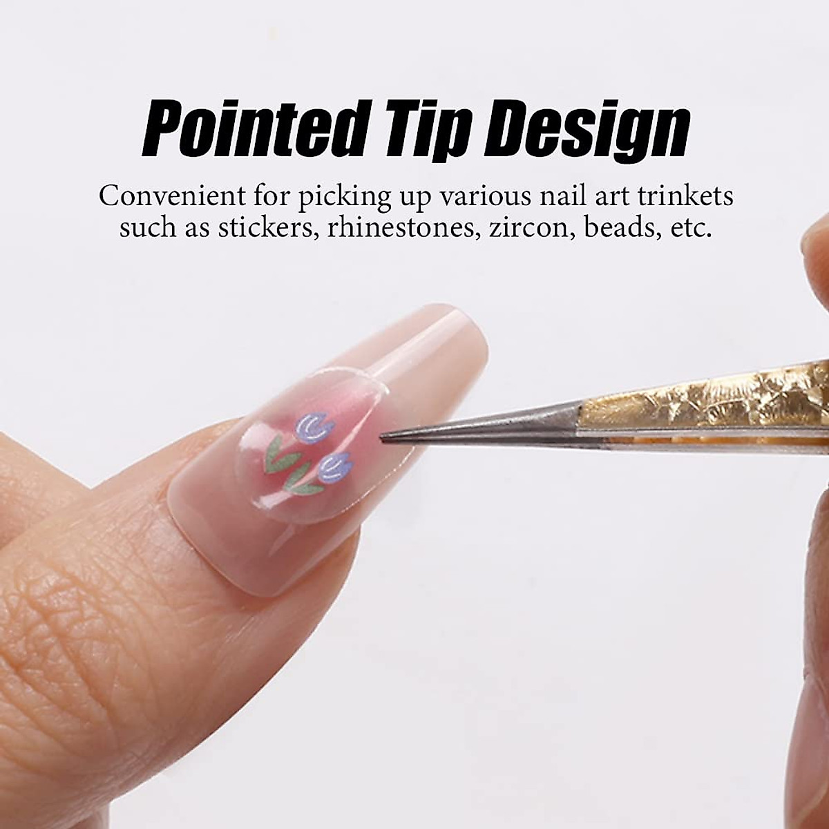 2pcs Double Ended Nail Art Tweezers for Women,Stainless Steel Tweezer Set Straight Tip Curved Tweezers Precision Lash Tweezers for Eyelash Extensions Pointed Tweezers for Crafts Rhinestone Picker Tool