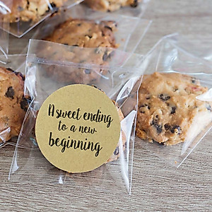 80-2" Kraft a Sweet Ending to a New Beginning Stickers, Wedding Favor Sticker Labels