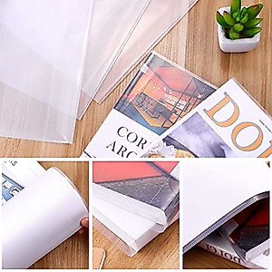 NUOBESTY 5Pcs Book Covers Sheet Protectors Plastic Clear with Adjustable Self- Adhesive Closure 16K Size for Books