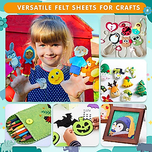 Hlonon 40Pcs Green Felt Fabric Sheets, 4 x 4 Inch Pre-Cut Felt Sheet for DIY Crafts Sewing Patchwork Art Projects, 4 Colors