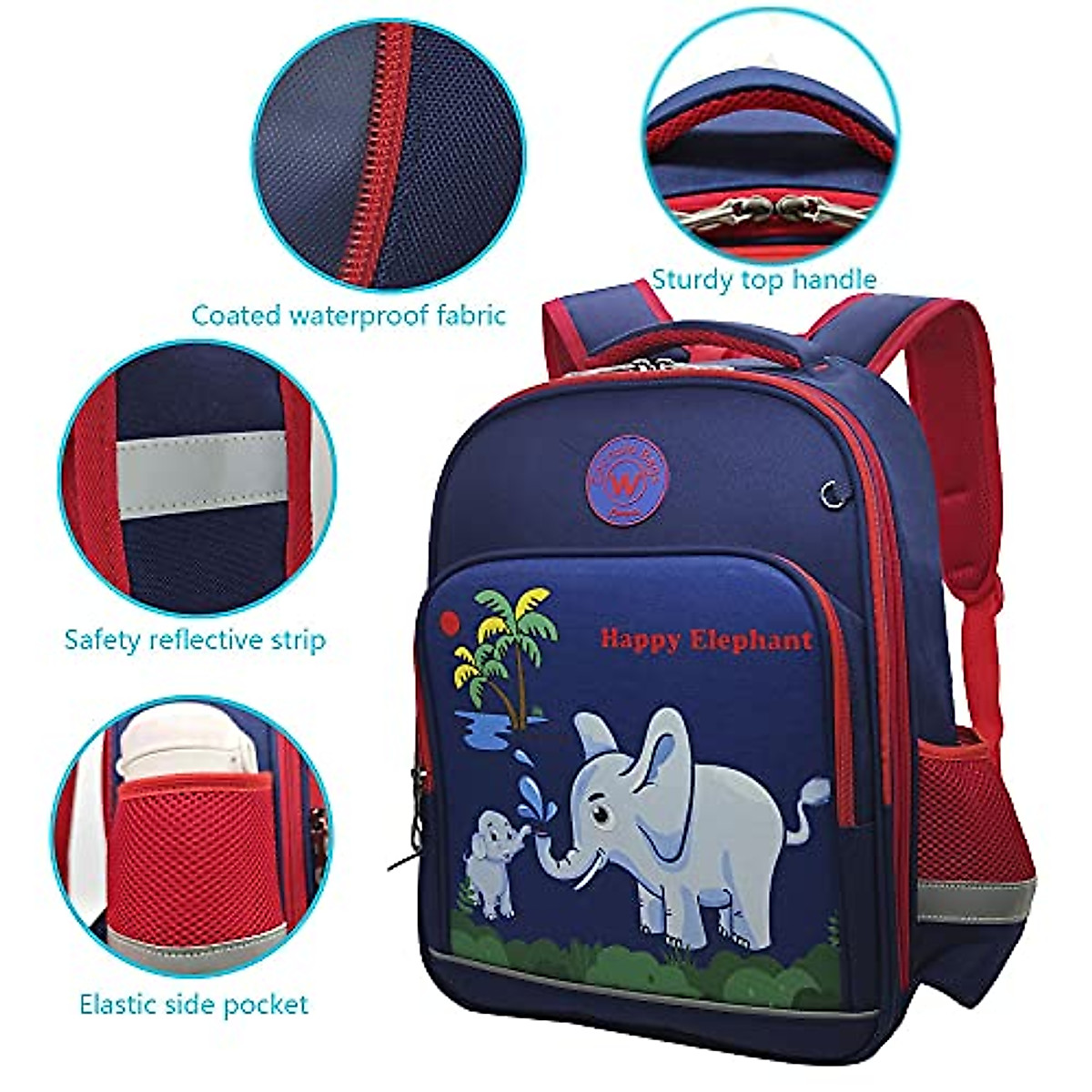 Cute Elephant Kids Backpack Schoolbag for Boys Elementary Kindergarten Preschool School Bag With Pencil Bag