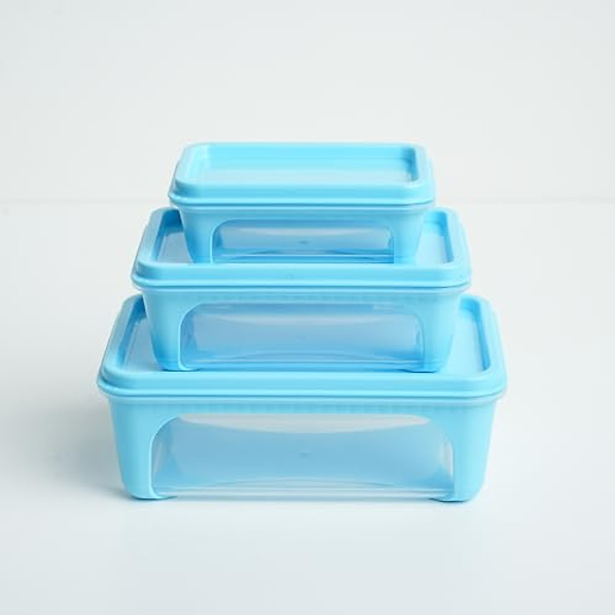 Unica Food Storage Containerwith Airtight Lid, Stackable Storage Boxes for Cereal, Snacks, BPA-Free, Microwave, Dishwasher & Freezer Safe, Set of 3, Blue, 7, 14, 18 oz, 4.5x4.5x2.51 in