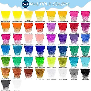 KALOUR Premium Colored Pencils for Adult Coloring Book,Set of 50 Colors,Zipper Slot Pencil Case,with Sharpener,Colorless Blender Pencils,Soft Core,Ideal for Layering Blending,for Artists Beginner