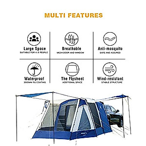 KingCamp Melfi Plus SUV Car Tent 3 Seasons 4-6 Person Multifunctional, Suitable Camping Traveling Family Outdoor Activities